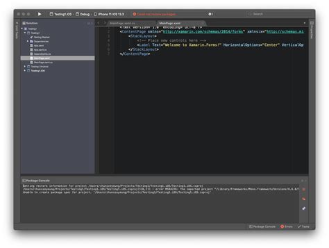 C I Cannot Debug In Xamarin Due To Could Not Restore Package In