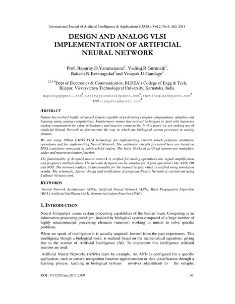 pdf design and analog vlsi implementation of artificial neural network