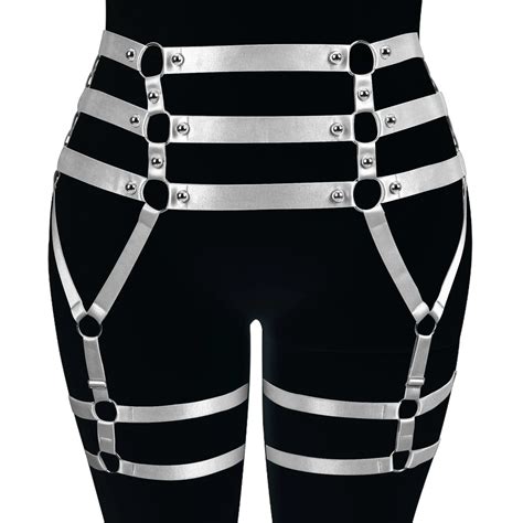 Women Sexy Lingerie Goth Bondage Leg Stockings Garter Belt Body Harness Cage Fetish Rave Wear