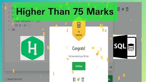hackerrank practice sql 18 higher than 75 marks youtube