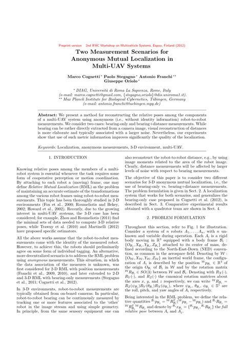 pdf two measurement scenarios for anonymous mutual localization in multi uav systems