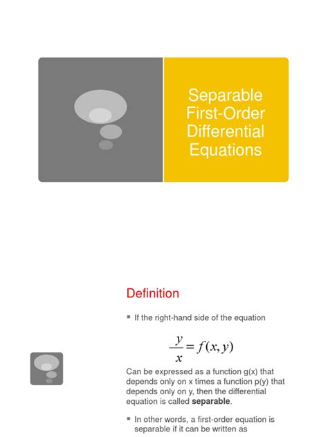 solving and classifying separable first order differential equations methods for expressing