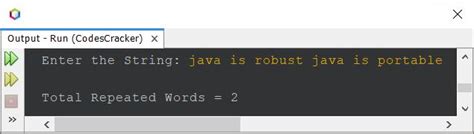Java Program To Count Number Of Repeated Words In A String