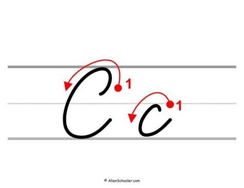 How To Write Cursive C With Arrows Free Printable PDF Alien Schooler