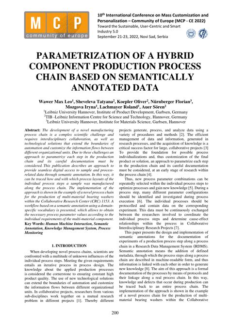 pdf parametrization of a hybrid component production process chain based on semantically