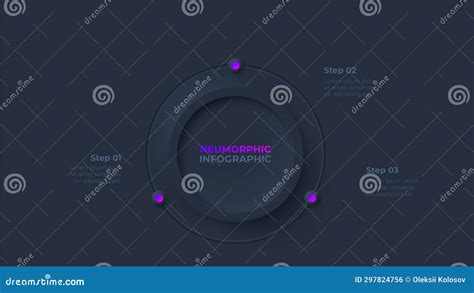 Cycle Diagram With 3 Options Or Steps Dark Infographic Neumorphism