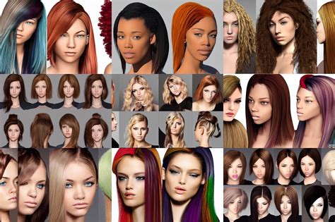 Female Hairstyles Various Colors Random Models Stable Diffusion