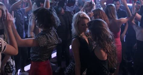 Medium Wide Shot Of Lesbian Couple Kissing In The Disco Stock Video