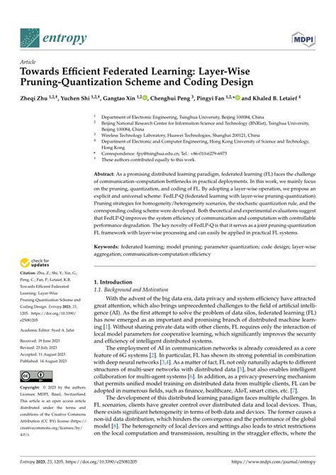 pdf towards efficient federated learning layer wise pruning quantization scheme and coding design