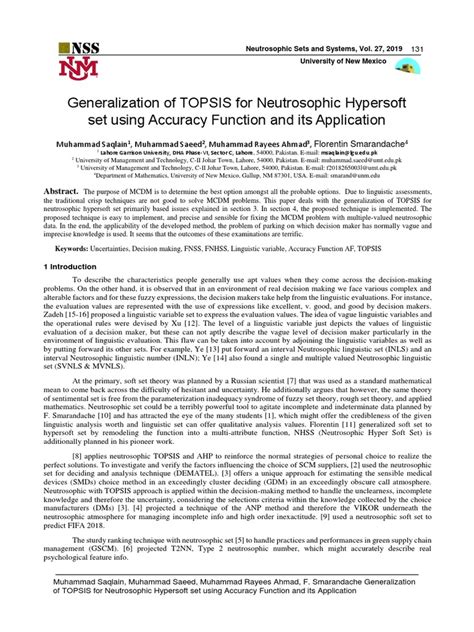 generalization of topsis for neutrosophic hypersoft set using accuracy function and its