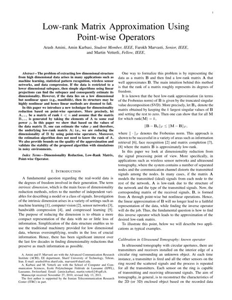 pdf low rank matrix approximation using pointwise operators