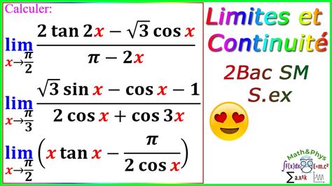 Limite fonctions trigonométriques Limites et Continuité 2 Bac SM S