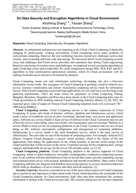 on data security and encryption algorithms in cloud environment scientific