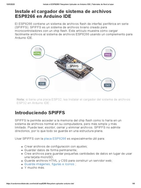 instale el esp8266 filesystem uploader en arduino ide tutoriales de nerd al azar pdf