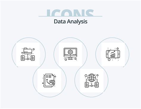 Data Analysis Line Icon Pack Icon Design Data Digital Management