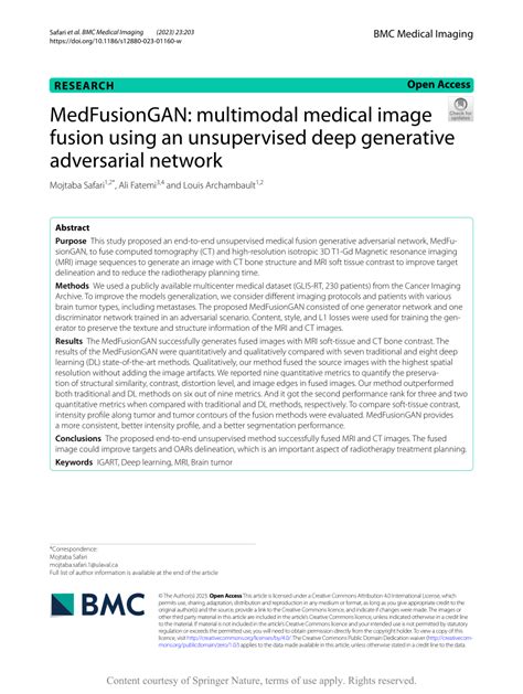pdf medfusiongan multimodal medical image fusion using an unsupervised deep generative