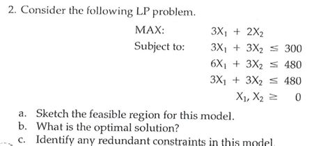 solved 2 consider the following lp problem max subject