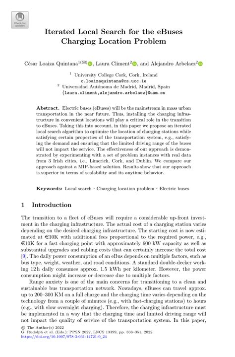 pdf iterated local search for the ebuses charging location problem
