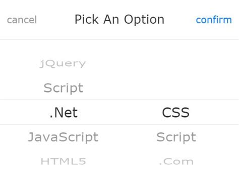 Generic Picker With IOS Style UI JQuery Selectscroll Free JQuery