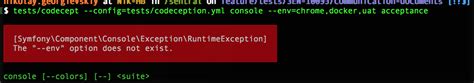 environment env parameter isn t supported by console · issue 4744 · codeception codeception