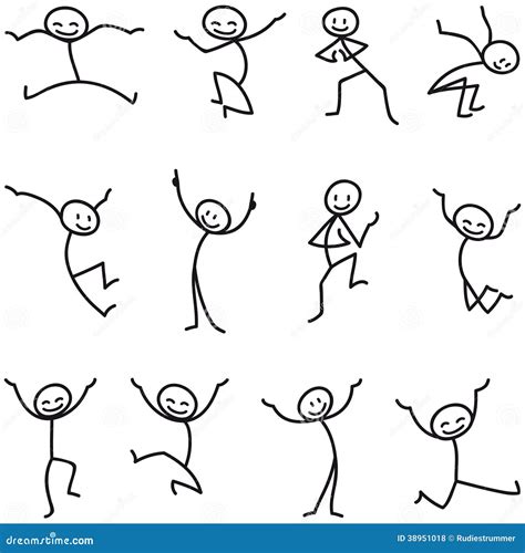 Stick Man Stick Figure Happy Jumping Celebrating Stock Vector Illustration Of Joyful