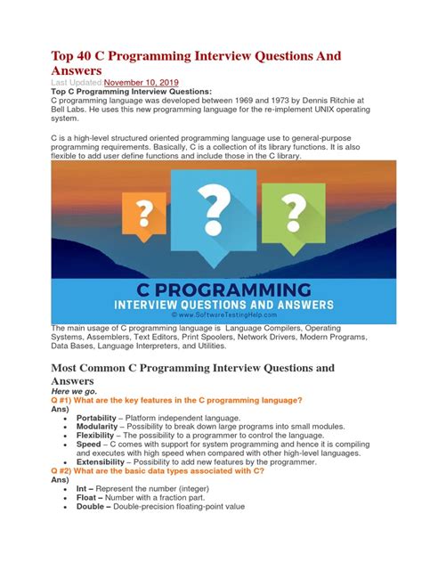 top 40 c programming interview questions and answers pdf c programming language pointer