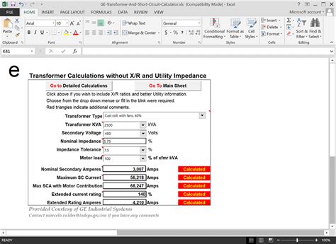 GE Transformer And Short Circuit Calculator