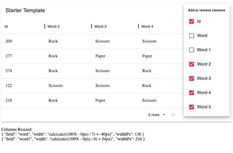 resize column not working if there are hidden columns · issue 529 · material table core core