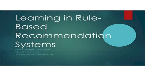 learning in rule based recommendation systems · building a course recommendation system that