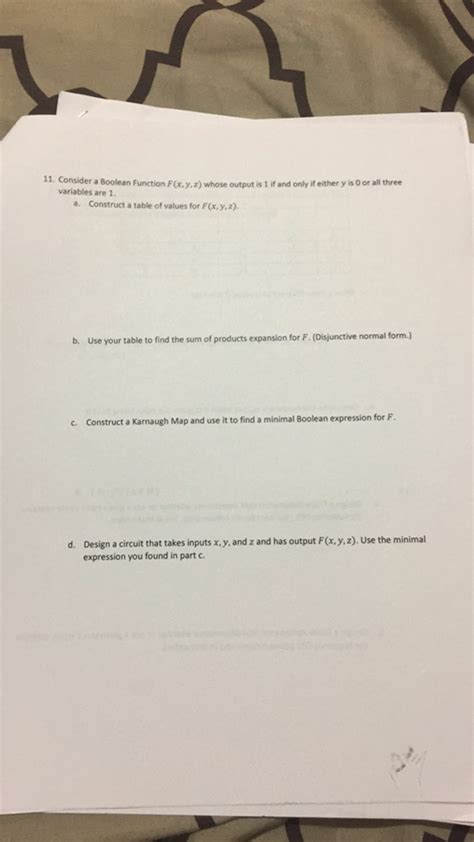 solved consider a boolean function f x y z whose output