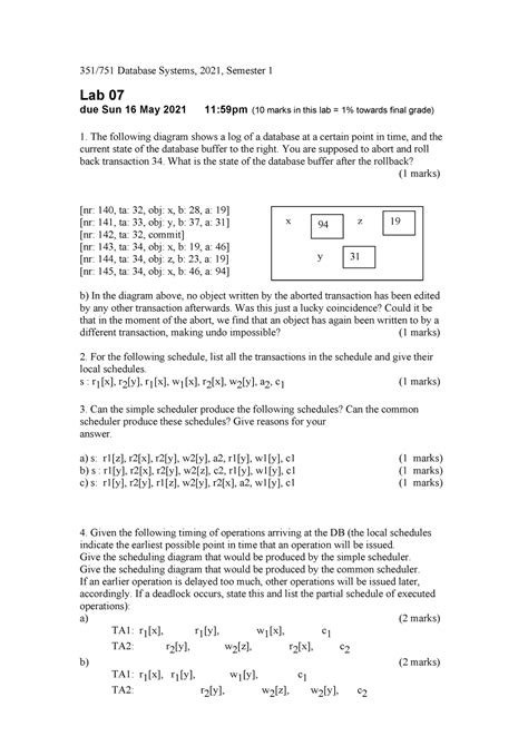 lab 07 exercises lab 351 751 database systems 2021 semester 1 lab 07 due sun 16 may 2021