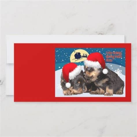 Puppy Christmas I Saw Mummy Kissing Santa Claus Holiday Card