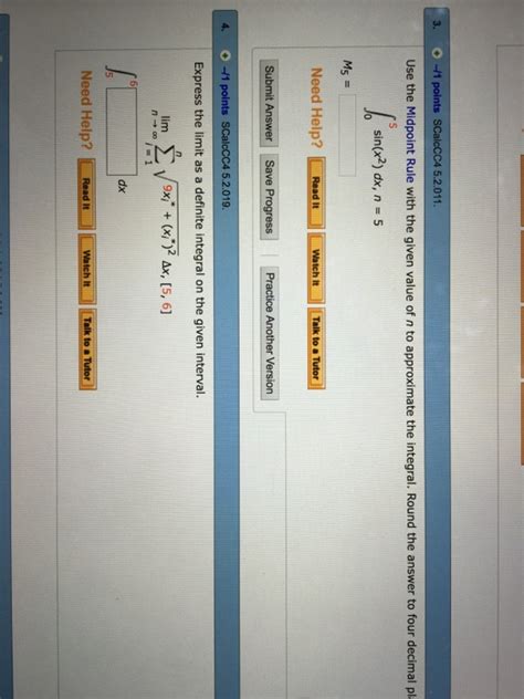 solved use the midpoint rule with the given value of n to