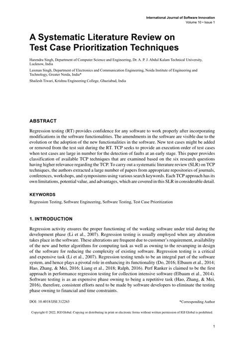 pdf a systematic literature review on test case prioritization techniques