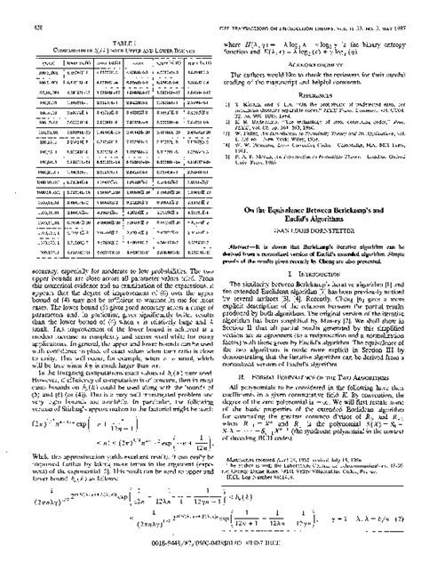 pdf on the equivalence between berlekamp s and euclid s algorithms corresp jean louis