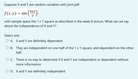 solved suppose x and y are random variables with joint pdf