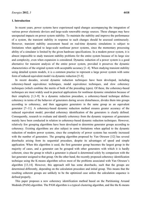 solution coherency identification of generators using a pam algorithm for dynamic reduction of