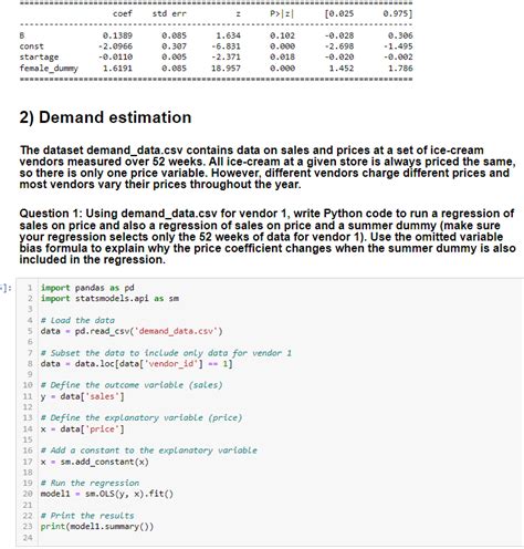 [solved] the code for the regressions is to be done in python in the jupyter course hero