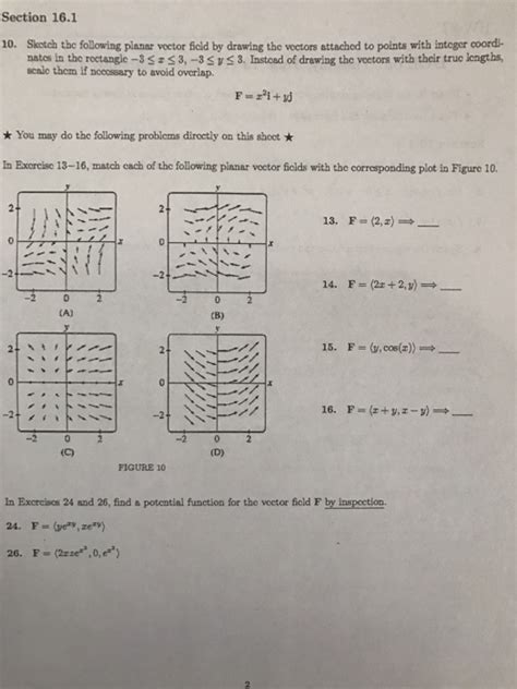 solved sketch the following planar vector field by drawing