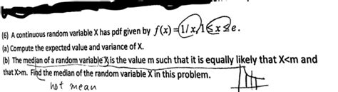 solved 1 6 a continuous random variable x has pdf given by