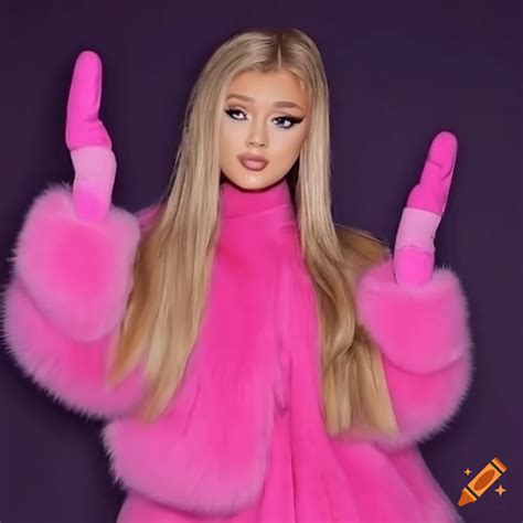 Loren Gray And Ariana Grande Posing In Pink Fur Coats