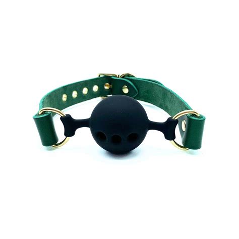 Green Italian Leather Ball Gag Bdsm Bondage Handcrafted In Usa Lulexy