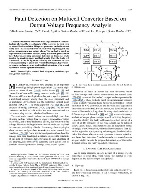 pdf fault detection on multicell converter based on output voltage frequency analysis