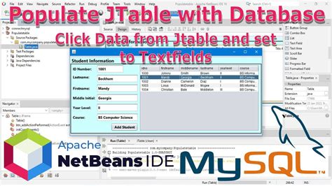populate jtable click data in jtable netbeans 16 with mysql server database java with maven