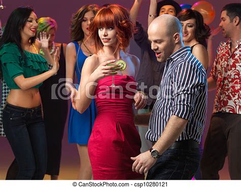 Sexy Couple Dancing Flirting In Night Club Sexy Young Couple Having Drinks On The Dancefloor