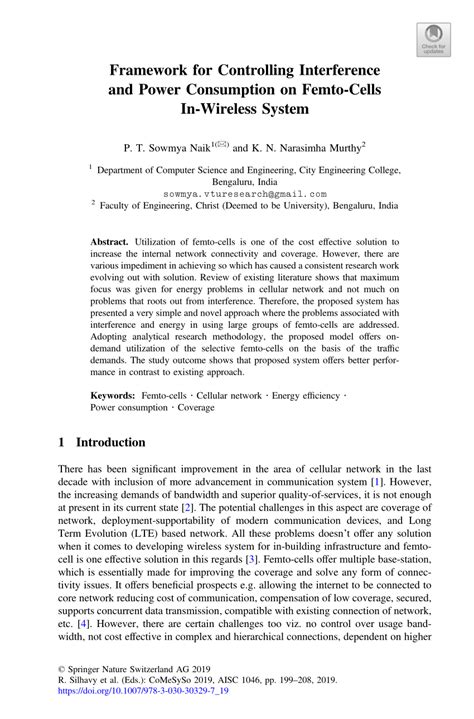 pdf framework for controlling interference and power consumption on femto cells in wireless system