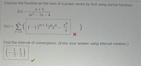 solved express the function as the sum of a power series by