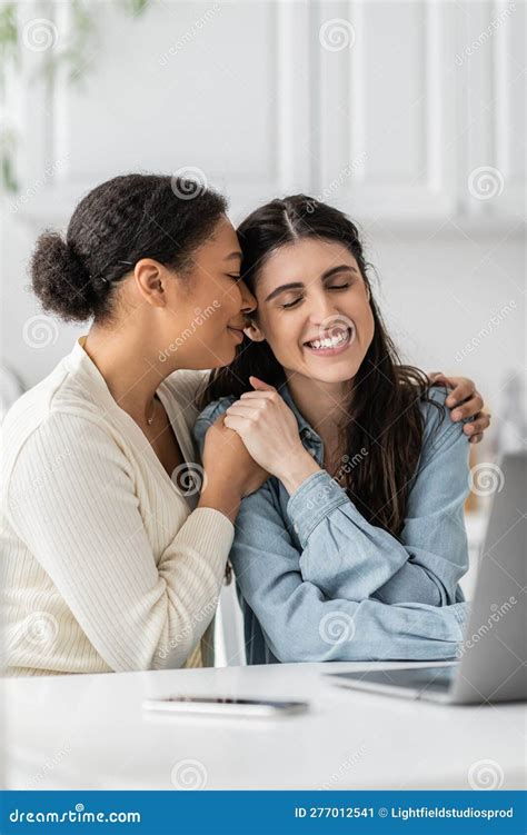Joyful Interracial Lesbian Couple With Closed Stock Image Image Of Lgbt Happy 277012541