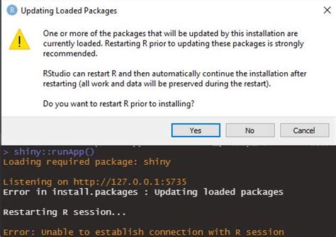 Shiny Error Unable To Establish Connection With R Session Shiny