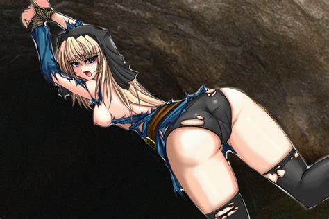 Rule 34 Ass Back View Beige Skin Blonde Hair Blush Bound Bound Wrists Breasts Clothes Color